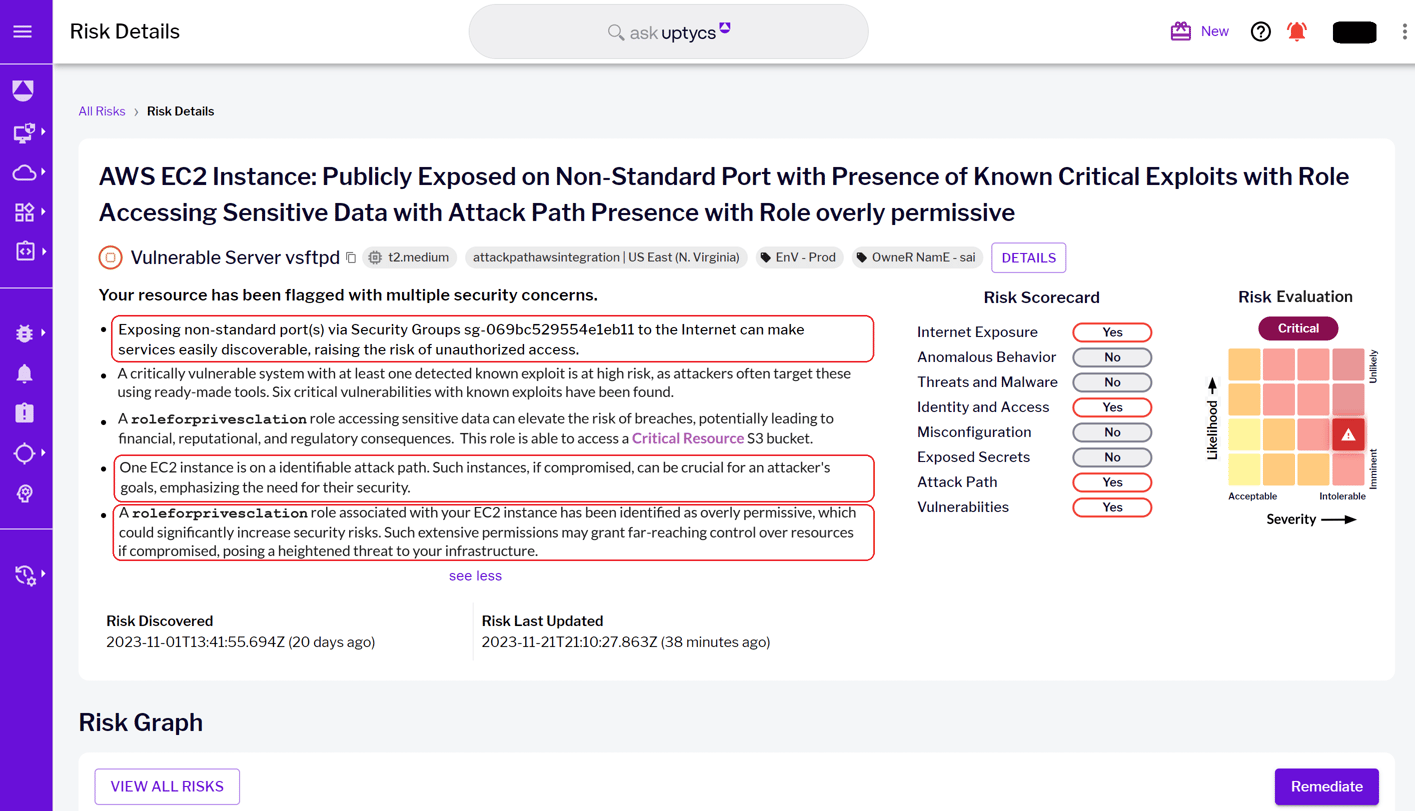 Manage Cloud Computing & AWS Security: Uptycs Risk Prioritization